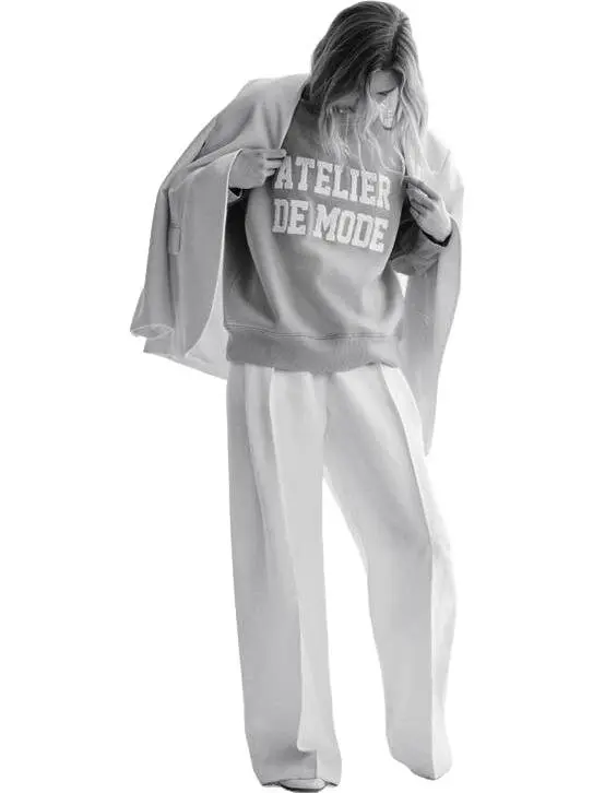 H&m Oversized Sweatshirt With Motif - Beige/atelier