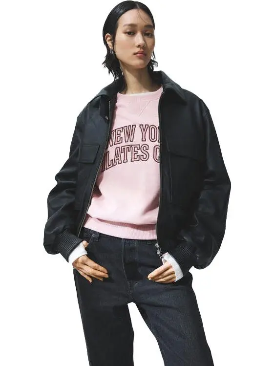 H&m Oversized Sweatshirt With Motif - Light Pink/pilates