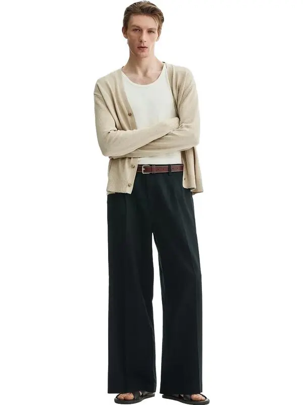 H&m Loose-fit Linen-blend Tailored Pants - Black