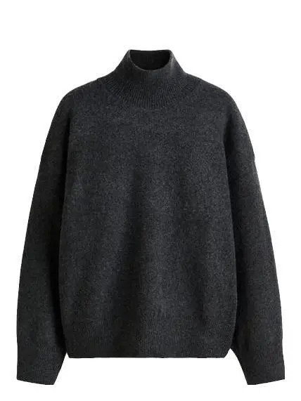 H&m Oversized Turtleneck Jumper - Dark Gray Melange
