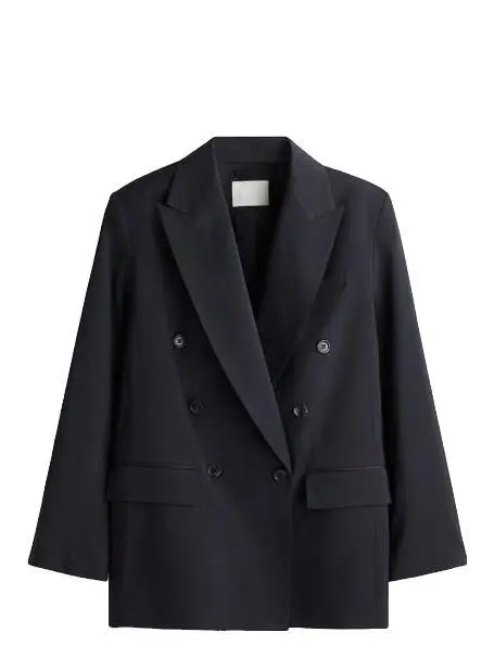 H&m Oversized Twill Blazer - Dark Gray