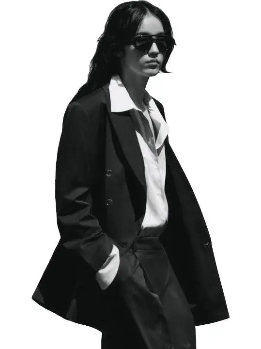 H&M Oversized Twill Blazer With Peak Lapels - Dark Gray