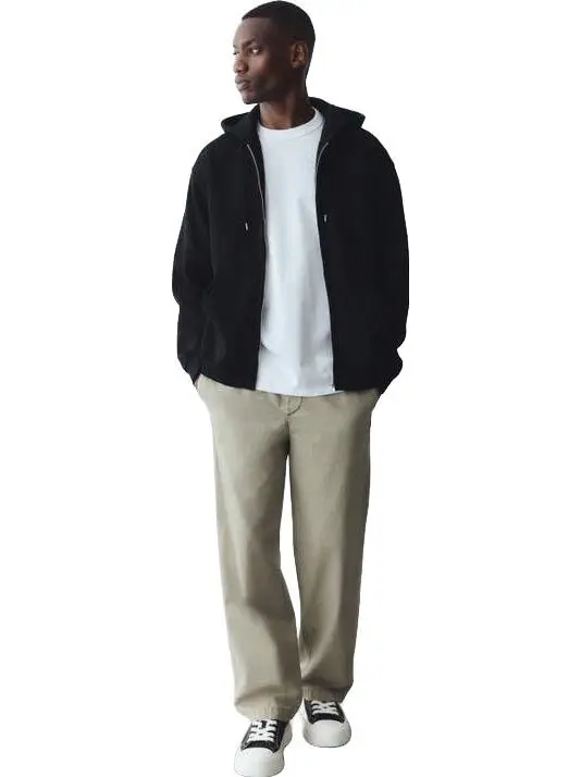 H&m Loose Fit Zip-through Hoodie - Black