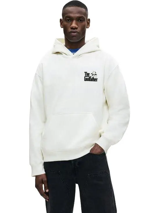H&m Loose-fit Printed Hooded Sweatshirt - White/the Godfather