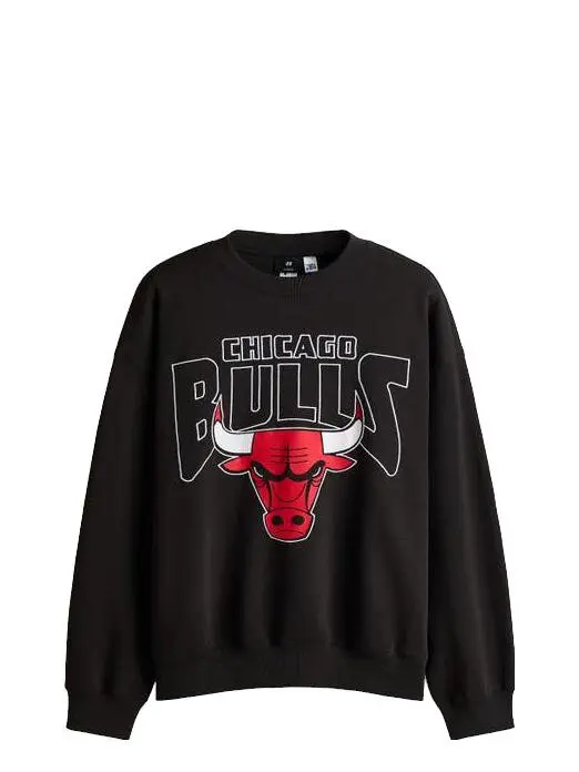 H&m Oversized Printed Sweatshirt - Black/nba