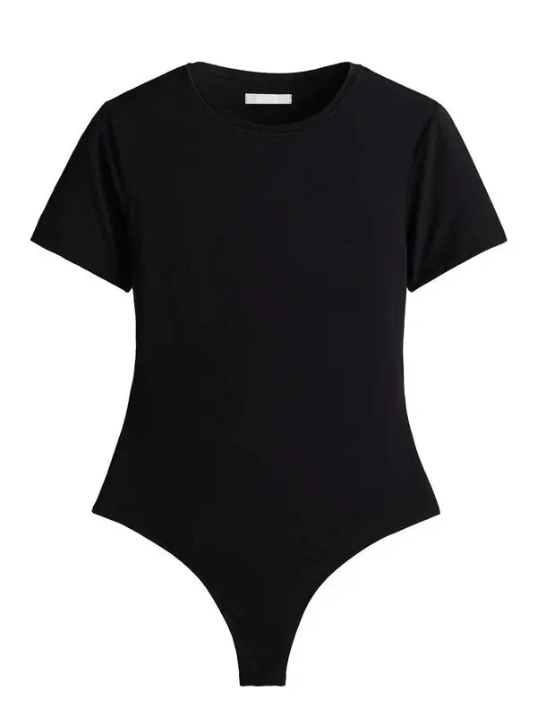 H&m Short-sleeved Microfibre Bodysuit - Black