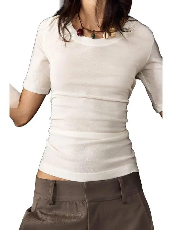 H&m Silk-blend Jersey T-shirt - Light Beige