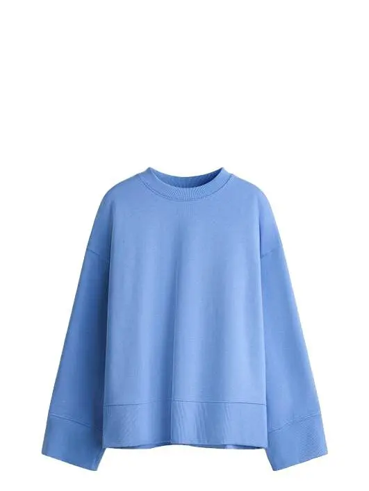 H&m Oversized Cotton Sweatshirt With Ribbed Accents - Blue