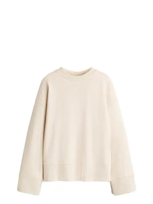 H&m Oversized Cotton Sweatshirt With Ribbed Accents - Light Beige