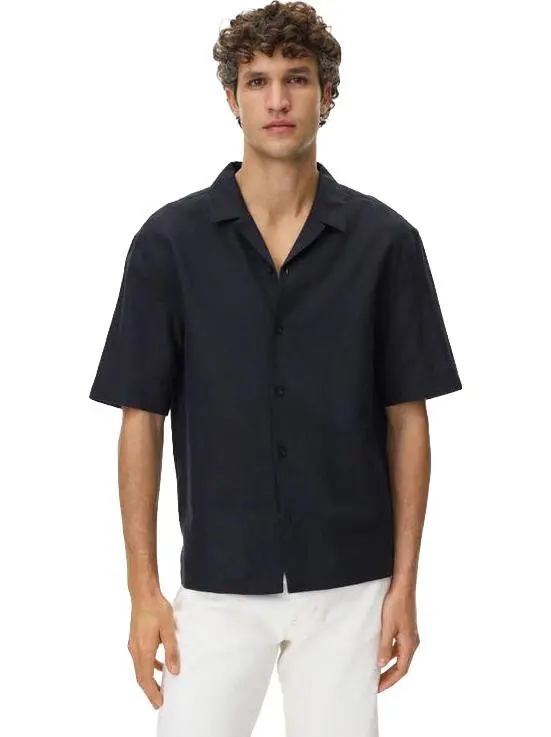 H&M Relaxed-fit Linen-blend Resort Shirt - Black