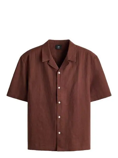 H&m Relaxed Fit Linen-blend Resort Shirt - Brown