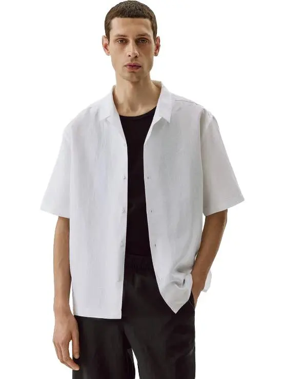 H&m Relaxed-fit Linen-blend Resort Shirt - White