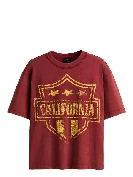 H&m Loose Fit Printed T-shirt - Red/california
