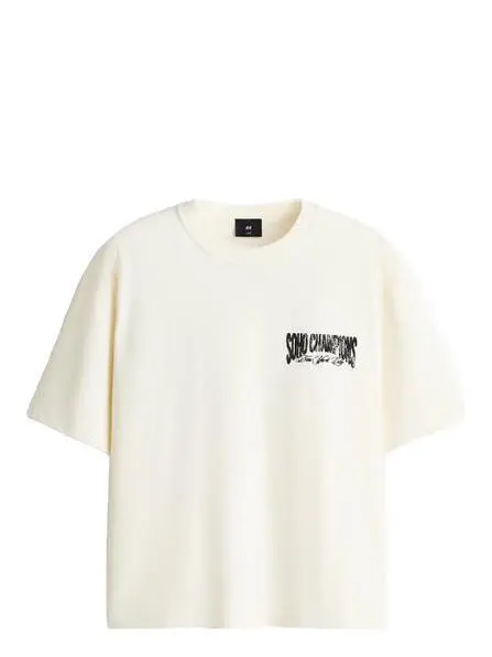 H&m Loose Fit Printed T-shirt - White/soho Champions