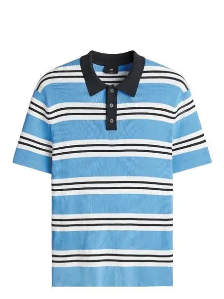 H&m Regular Fit Polo Shirt - Blue/striped
