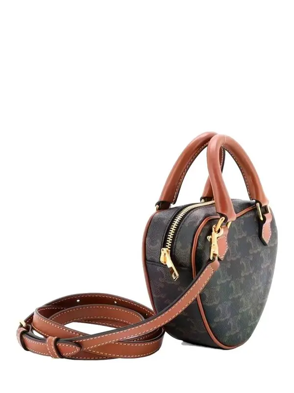 Celine Heart Bag Triomphe Coated Canvas Medium Crossbody Bag - Brown