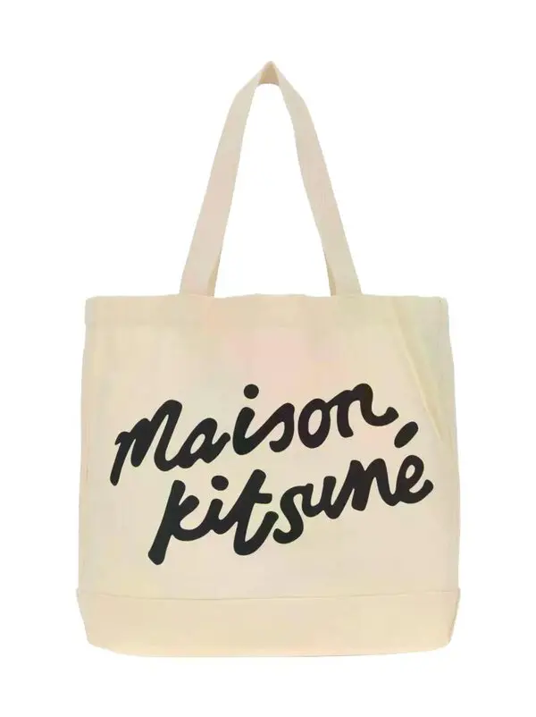 Maison Kitsuné Logo Print Tote Bag - Neutrals