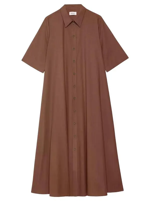 OTTOD'AME Short Sleeve Shirt Dress - Brown