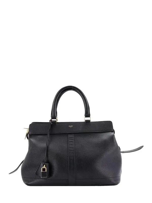 Celine Cabas De France Tote Leather Medium Satchel - Black