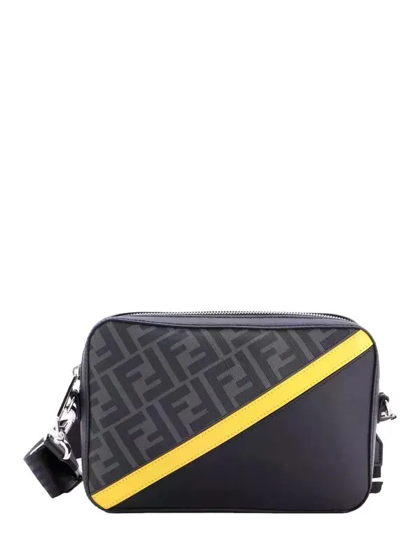 Fendi Zucca Coated Canvas And Leather Camera Case Bag - Black