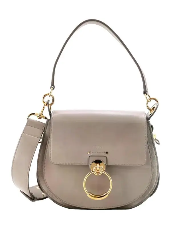 Chloé Tess Bag Leather Large Crossbody Bag - Grey