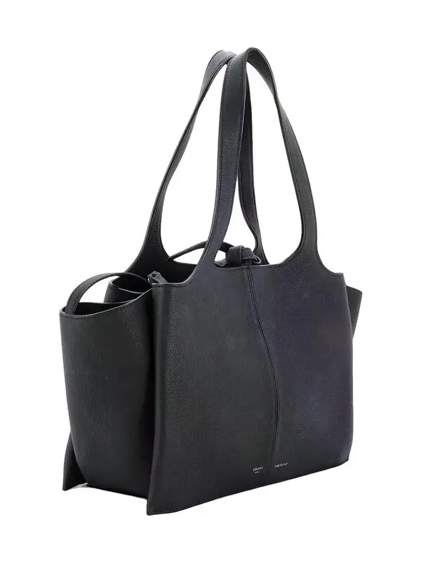 Celine Tri-fold Grained Calfskin Shoulder Bag - Black
