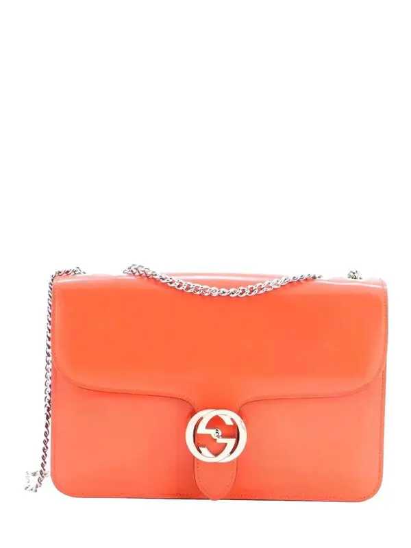 Gucci Interlocking Patent Medium Shoulder Bag - Orange
