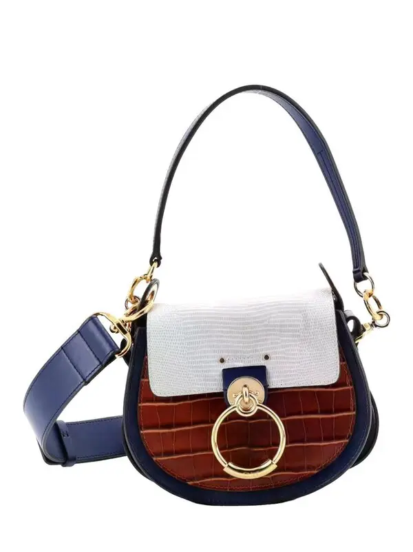 Chloé Tess Bag Crocodile And Lizard Embossed Leather Small Crossbody Bag - Blue