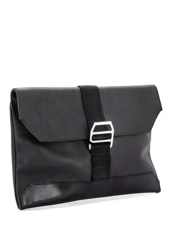 Hermès Cityslide Leather With Nylon Clutch Bag - Black