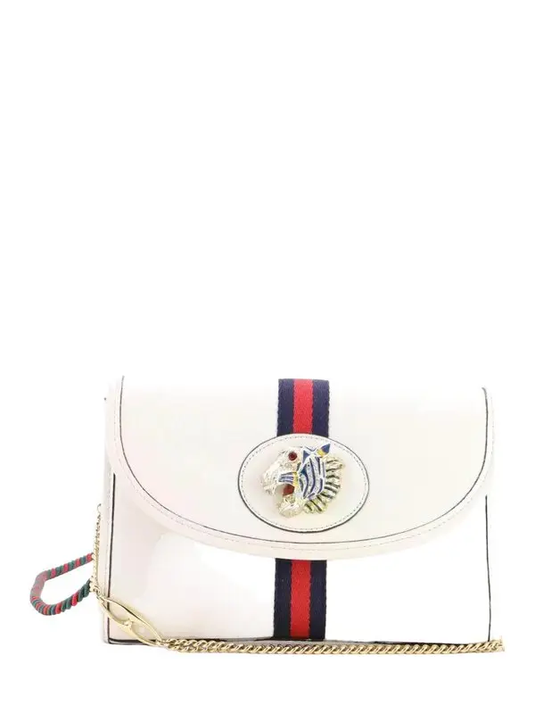 Gucci Rajah Web Chain Leather Small Shoulder Bag - Neutrals