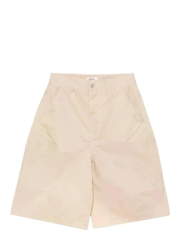 Sandro Cotton Bermuda Shorts With Floral Appliqu - Neutrals