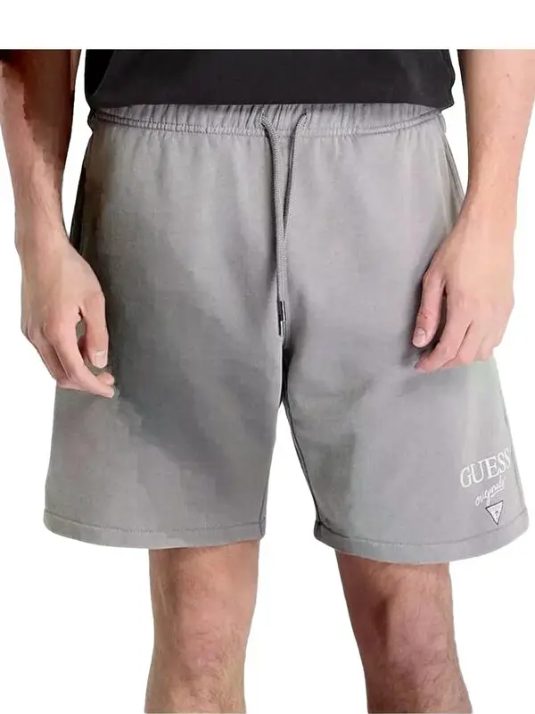 Guess Logo-print Drawstring Track Shorts - Grey