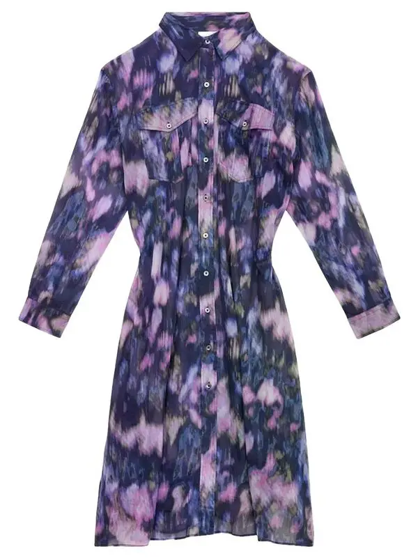 MARANT ETOILE Eliane Printed Shirt Dress - Blue