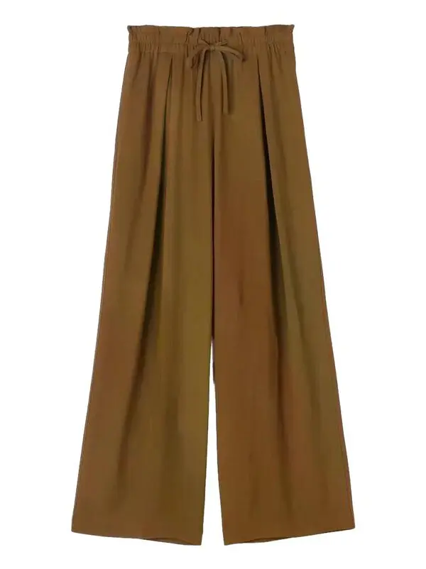 JAMES PERSE Matte Pleated Wide Leg Trousers - Brown