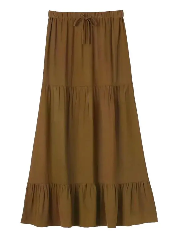 JAMES PERSE Soft-matte Tiered Maxi Skirt - Brown