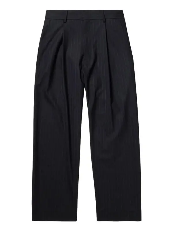 Nn07 Kay 10037 Wide-leg Pleated Pinstriped Trousers - Blue