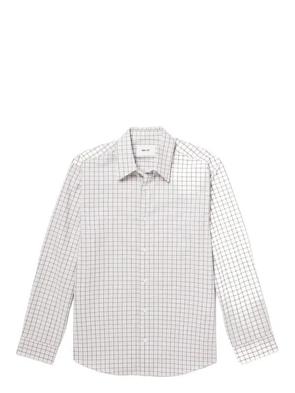 Nn07 Quinsy 50070 Checked Organic Cotton-poplin Shirt - Brown