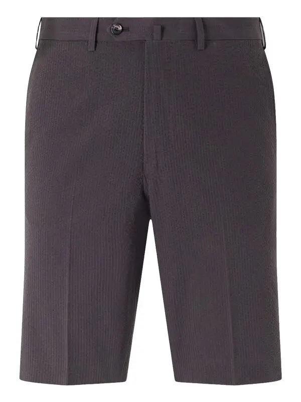 DE PETRILLO Straight-leg Cotton-seersucker Shorts - Brown