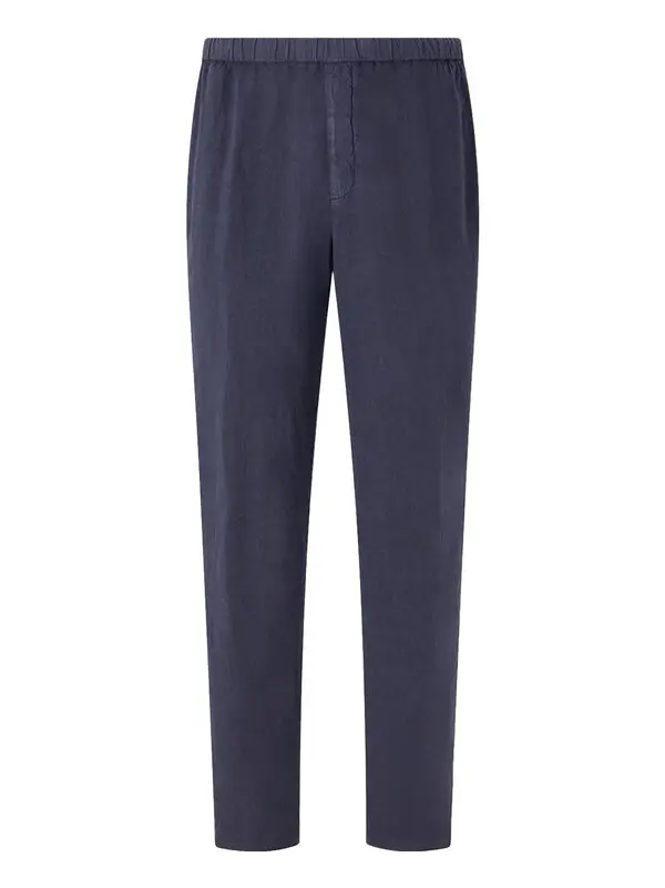 Boglioli Tapered Linen Drawstring Trousers - Blue