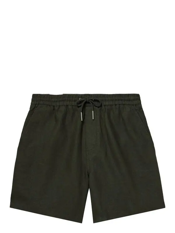 Nn07 Gregor 1454 Straight-leg Linen Drawstring Shorts - Green