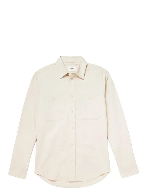 Nn07 Colby 50065 Organic Cotton And Hemp-blend Shirt - Neutrals