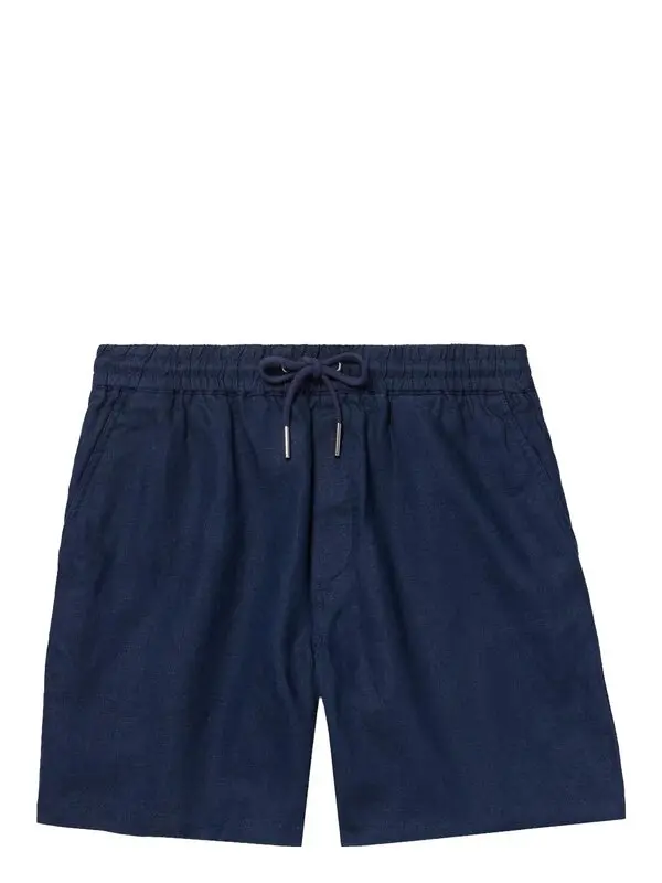 Nn07 Gregor 1454 Straight-leg Linen Drawstring Shorts - Blue