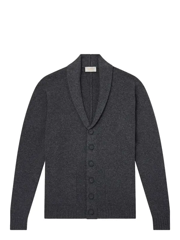 John Smedley Shawl Collar Recycled Cashmere And Merino Wool-blend Cardigan - Gray