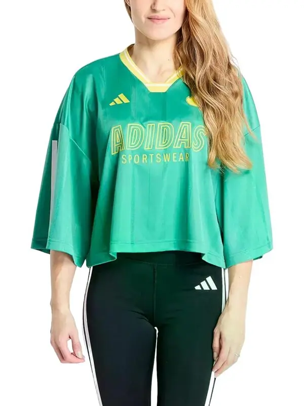 Adidas 3-stripes Oversized Cropped Jersey - Green