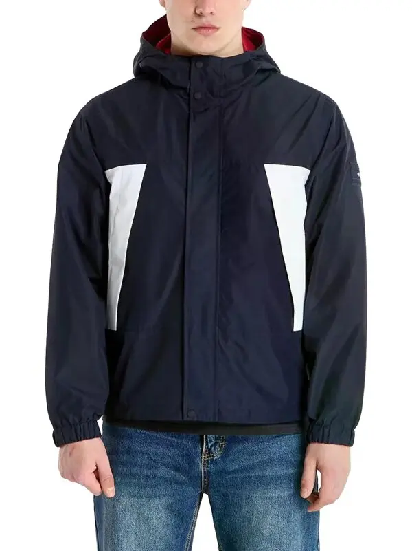 Tommy Hilfiger Reversible Hooded Jacket With Color-block Panel - Blue