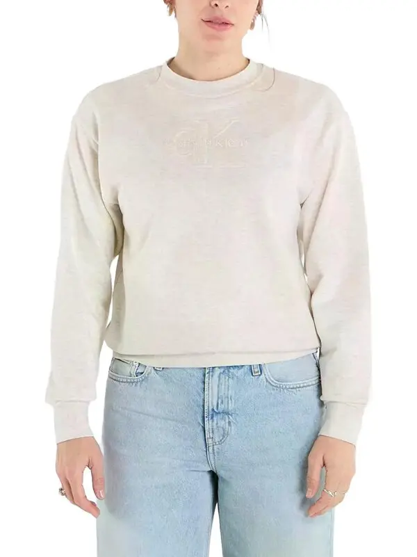 Calvin Klein Embroidered Logo Sweatshirt - Neutrals