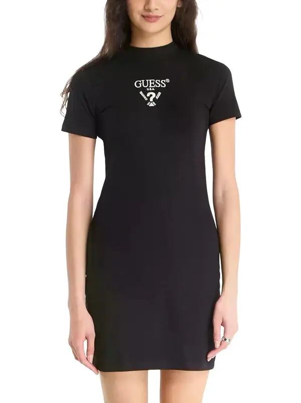 Guess Logo Print T-shirt Dress - Black
