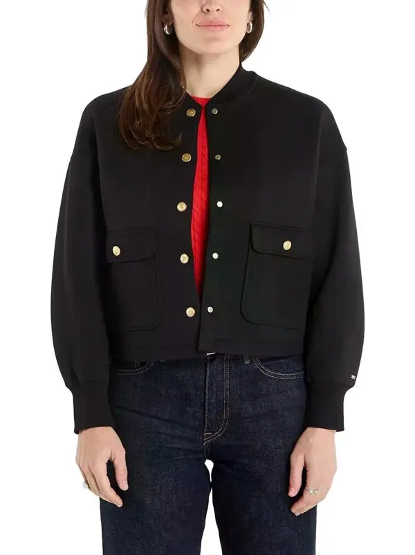 Tommy Hilfiger Cropped Press-stud Jacket - Black