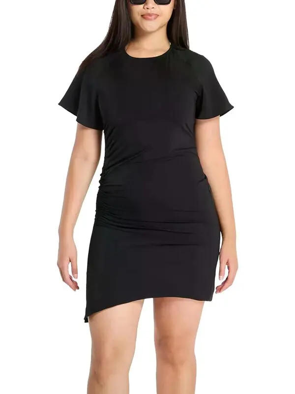 SAMSOE SAMSOE Asymmetric Hem Mini Dress - Black