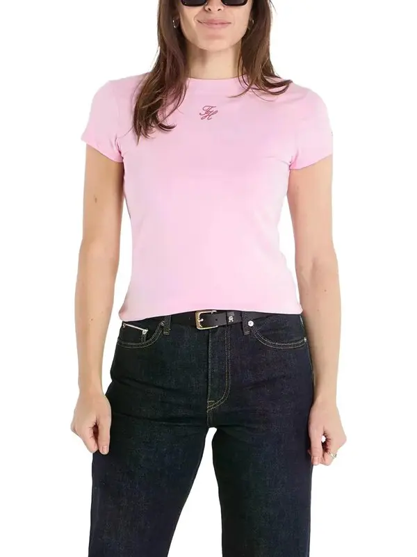 Tommy Hilfiger Logo Embroidered T-shirt - Pink